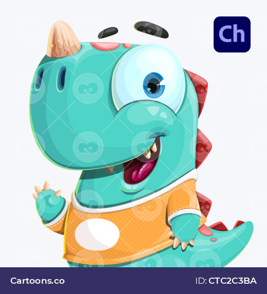 Cute Dinosaur Adobe Character Animator Puppet Template - Cartoons.co
