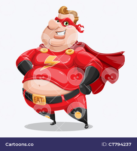 Fat Superhero Cartoon Character - Cartoons.co