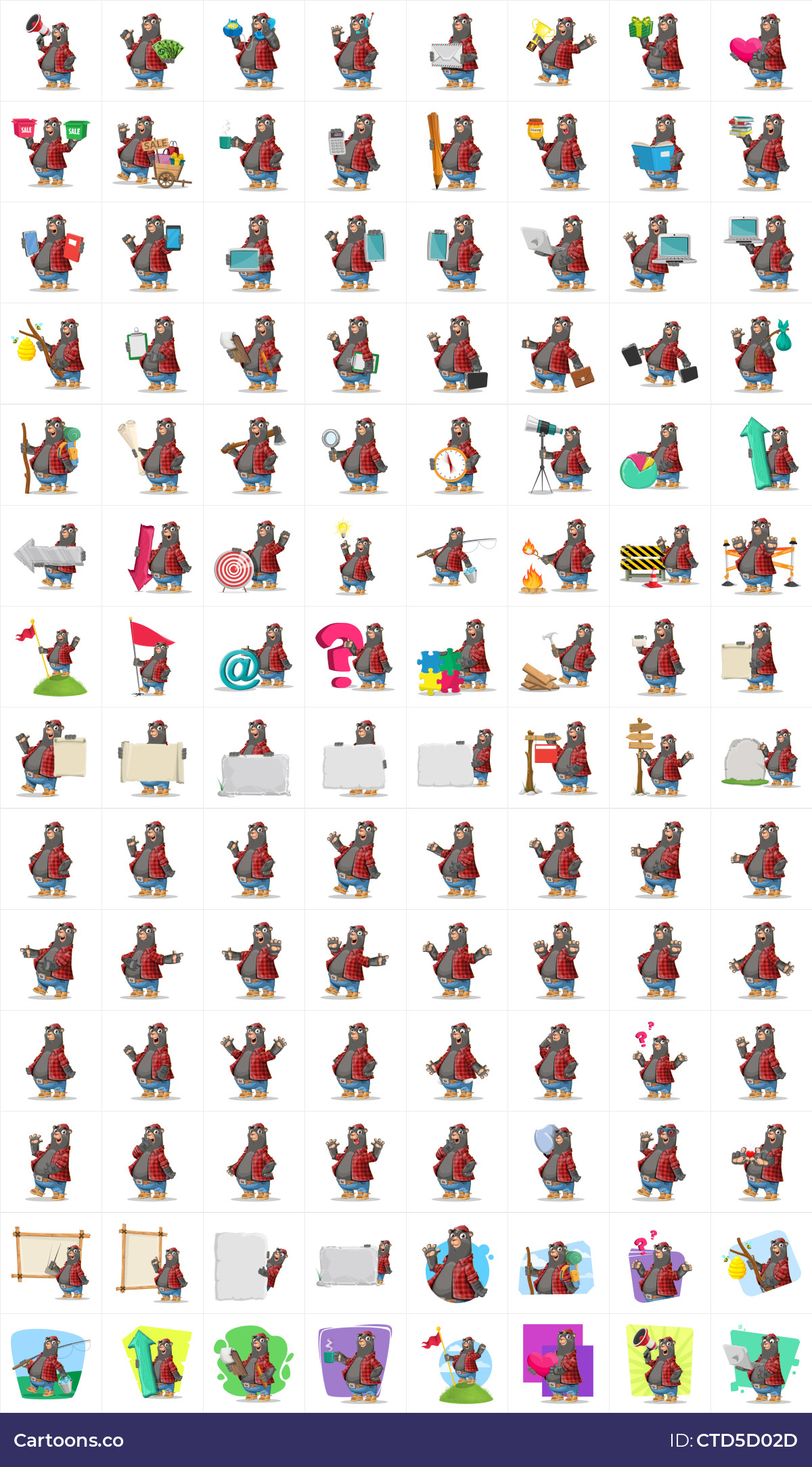 Funny Bear Vector Mascot Illustrations - Cartoons.co