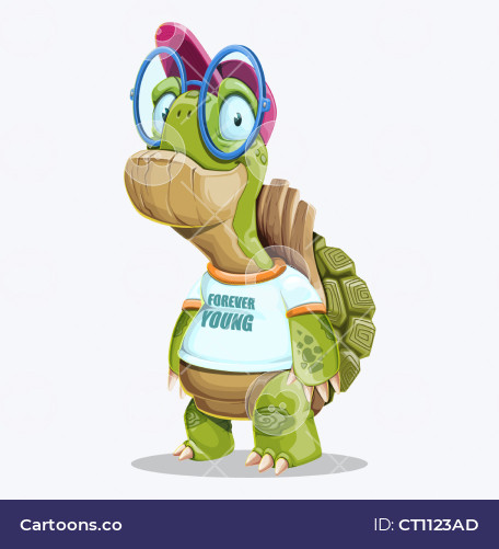 Old Cartoon Turtle With Glasses Character - Cartoons.co