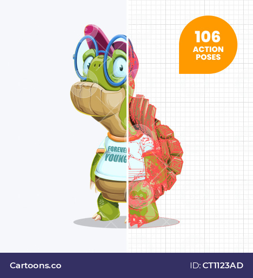 Old Turtle With Glasses Vector Mascot Illustrations - Cartoons.co