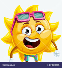 Sun with Glasses Cartoon Character - Cartoons.co