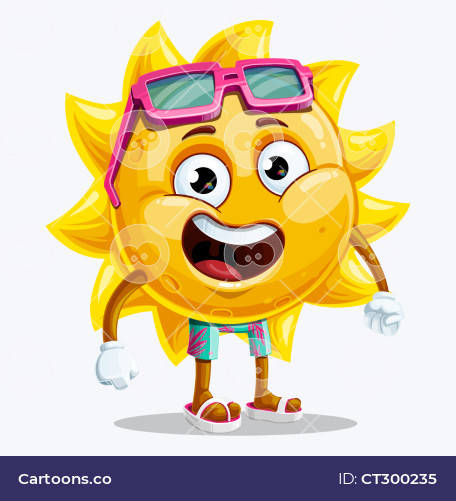 Sun with Glasses Cartoon Character - Cartoons.co