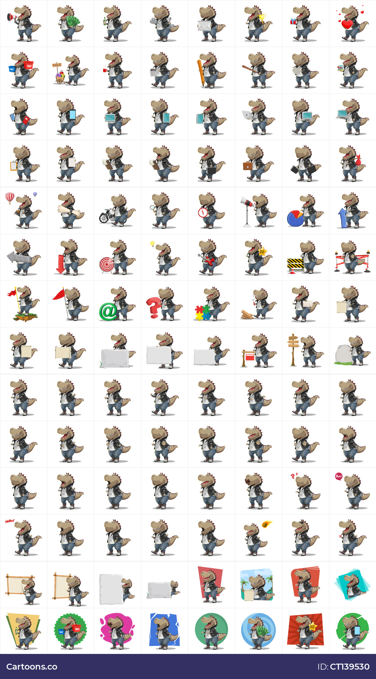 T-Rex Vector Mascot Illustrations - Cartoons.co