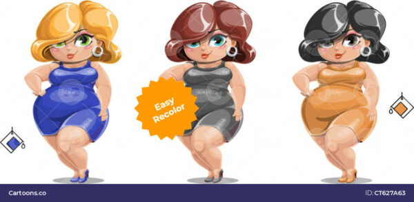 Curvy Woman Vector Mascot - Cartoons.co