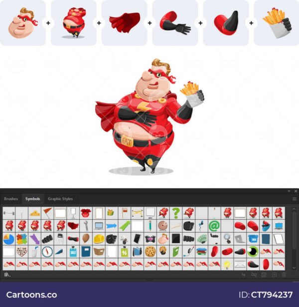 Fat Superhero Vector Mascot - Cartoons.co