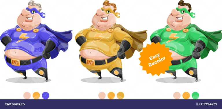 Fat Superhero Vector Mascot - Cartoons.co