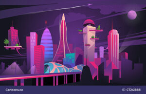 Cartoon Futuristic City Background - Cartoons.co